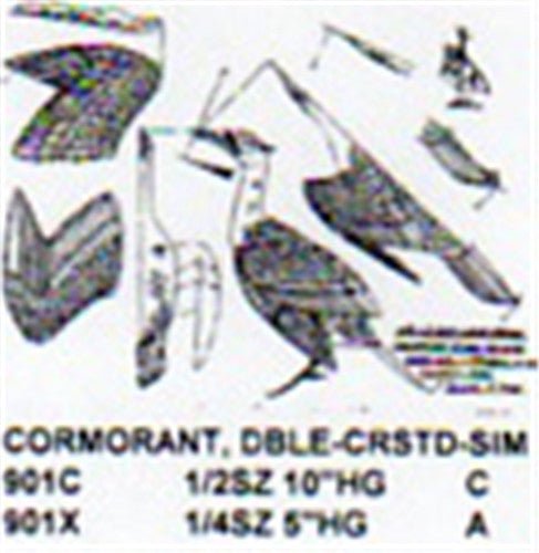 Double Crested Cormorant Standing-Wings Open 1/2 Size Hummul Carving ...